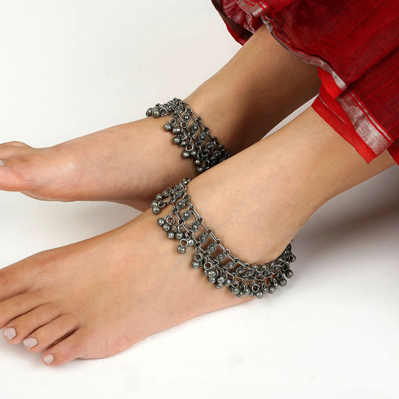 Buy Teejh Aradhya Oxidised Anklet Online