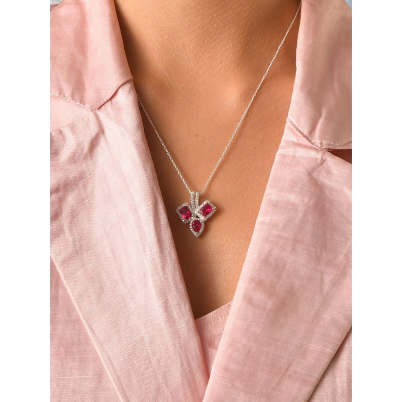 Buy Hiara Jewels 925 Sterling silver Ruby Triple Tangle pendant Online
