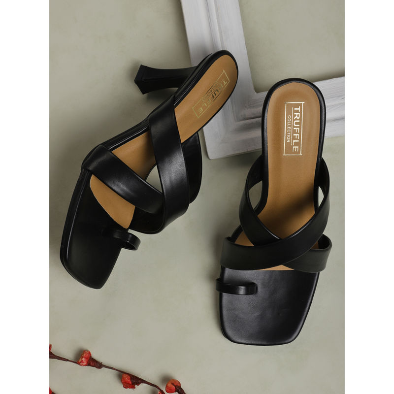 Buy Truffle Collection Black Solid Heels Online