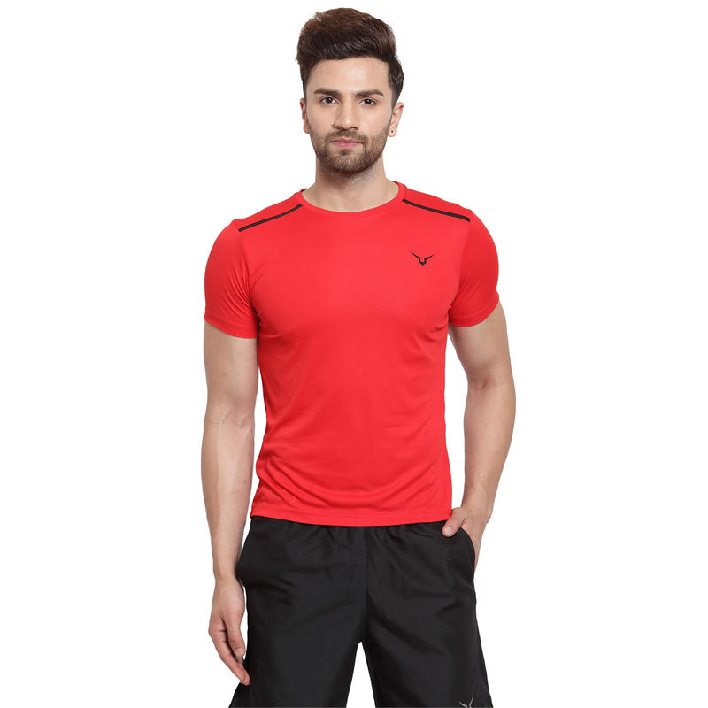 Buy INVINCIBLE Red Mens Fly Weight Gym T-Shirt Online