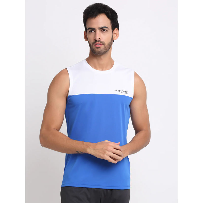 Buy INVINCIBLE Blue White Mens Structured Vest Online