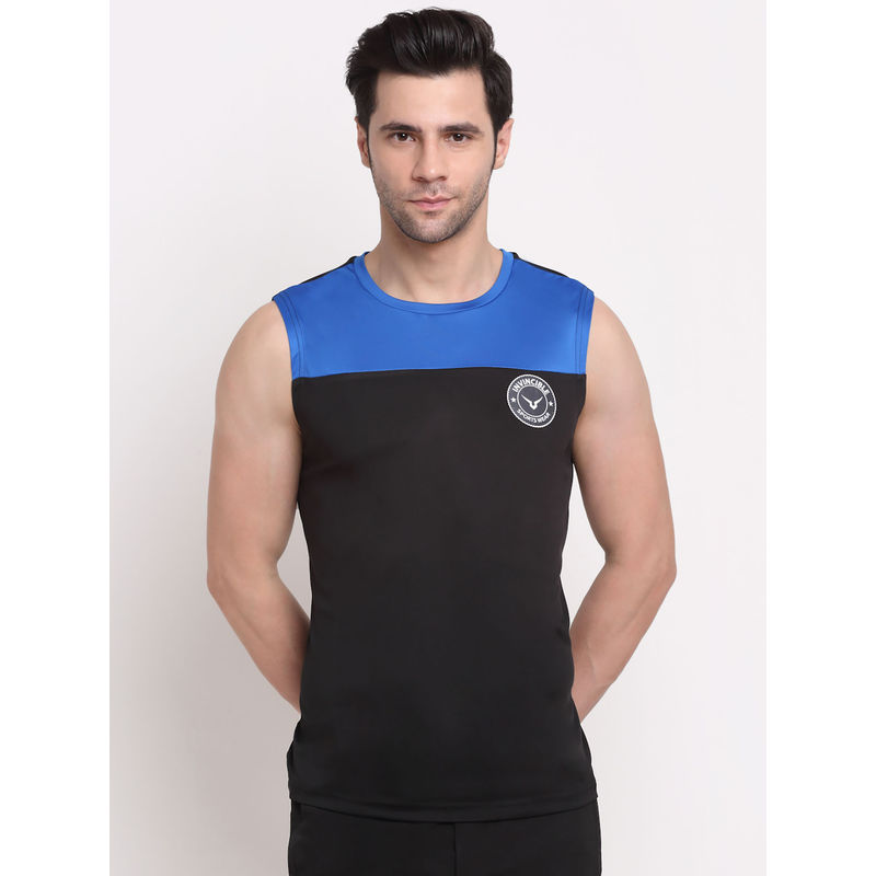 Buy INVINCIBLE Black Mens Color Block Sleeveless Tank Online