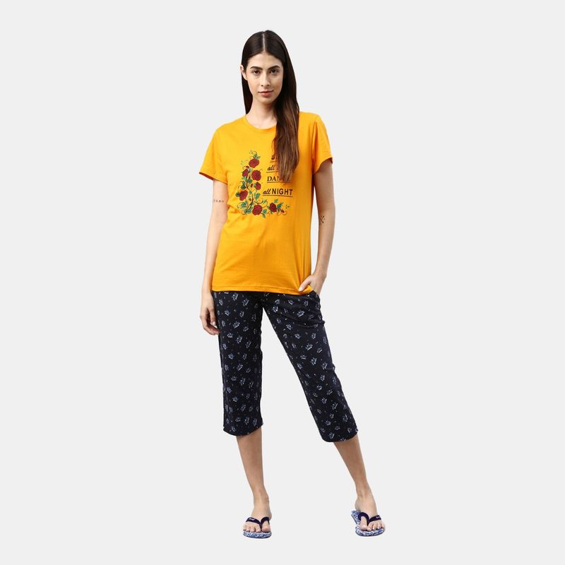 Kryptic Women Mustard Black Printed Night Suit Set Of 2 Buy Kryptic Women Mustard Black Printed Night Suit Set Of 2 Buy