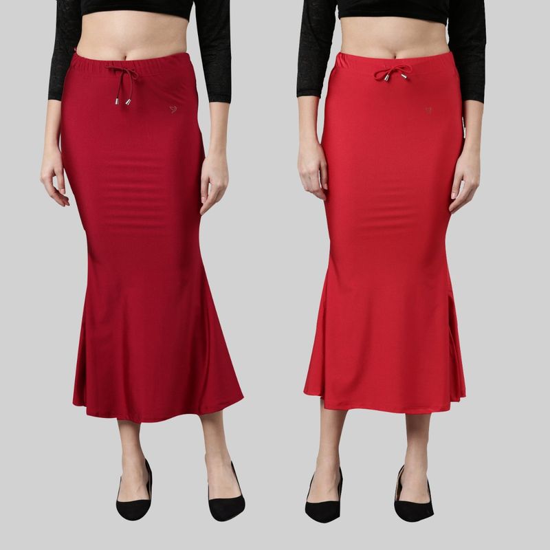 Buy TWIN BIRDS Womens Solid Saree Shaper - Red (Pack of 2) Online