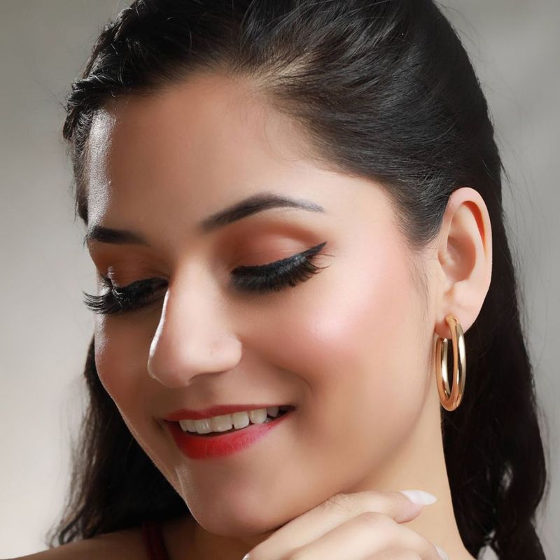 Buy PRITA Thick Rose Gold Hoop Earrings Online