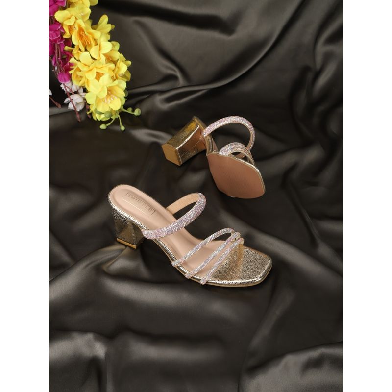 Truffle Collection Gold Embellished Heels: Buy Truffle Collection Gold ...