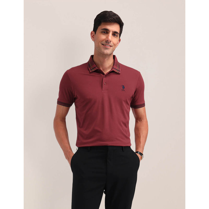 Buy U.S. POLO ASSN. Mens Maroon Solid Polo T-Shirt Online