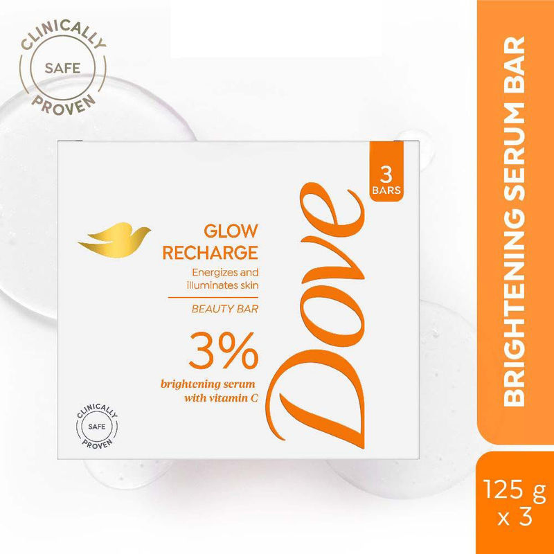 Buy Dove Glow Recharge Serum Beauty Bar with 3% Brightening Serum + Vitamin C (125gx3) Online