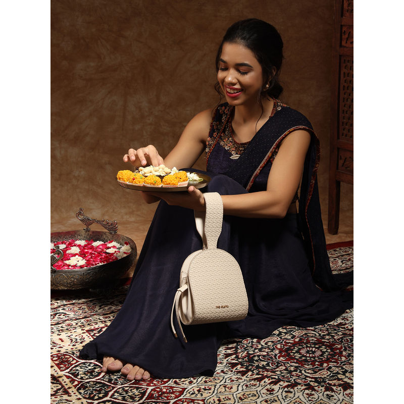 Buy THE GUSTO Mia Bucket Wristlet Beige Clutch (S) Online