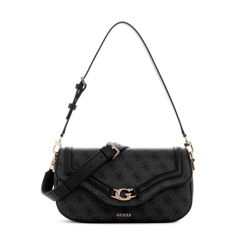 Buy Guess Coal Logo Printed Dea Flap Handbag Online