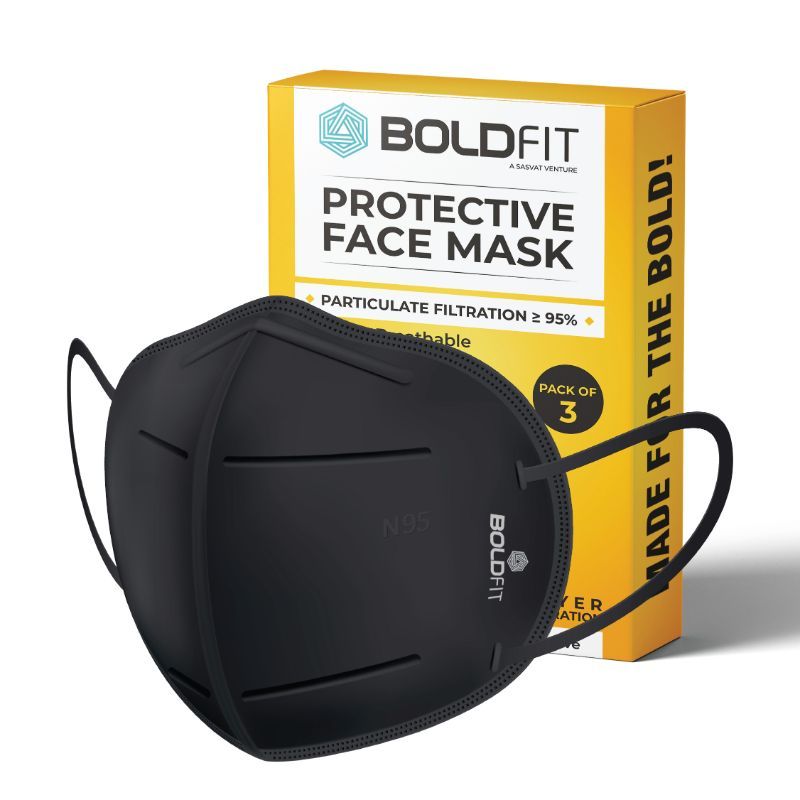 Boldfit N95 Mask For Men & Women - 5 Layer - Pack Of 3 (Black): Buy ...