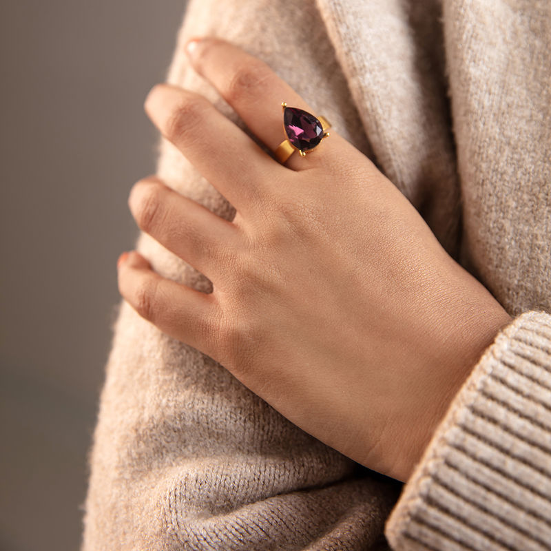 Buy Pipa Bella by Nykaa Fashion Purple Drop Crystal Bling Ring (Purple ...