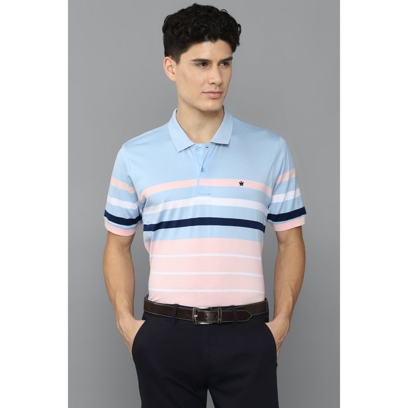 Buy Louis Philippe Men Multi Stripe Neck Polo T-Shirt Online