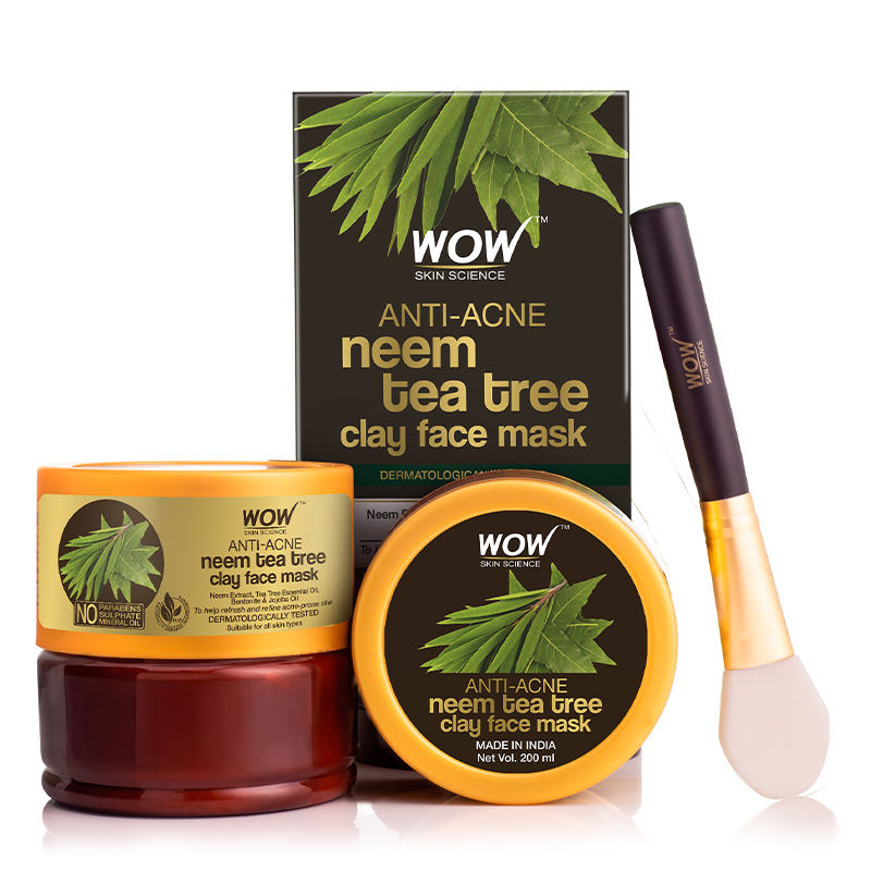Buy WOW Skin Science Anti-Acne Neem & Tea Tree Clay Face Mask Online