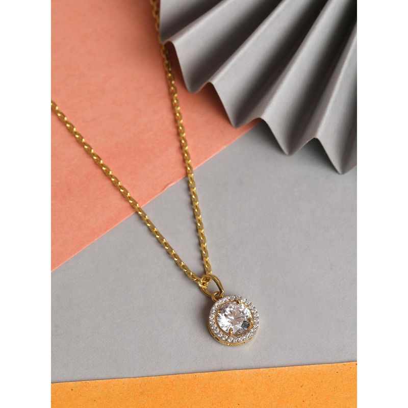 CLARA 925 Silver Gold Rhodium Plated Swiss Zirconia Talia Pendant Chain ...