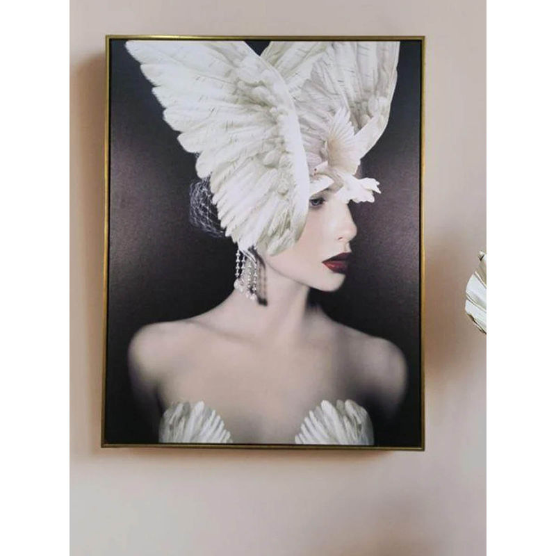Buy Smokey Cocktail Wings Crown Rust Gold Frame Wall Painting Online