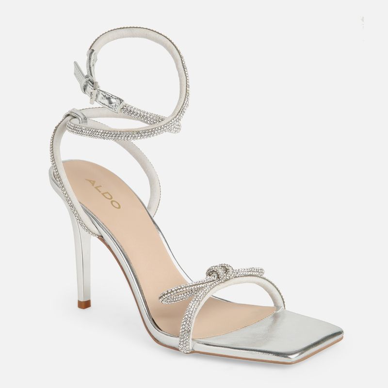 Buy Aldo Barrona Textile Silver Embellished Heels Online