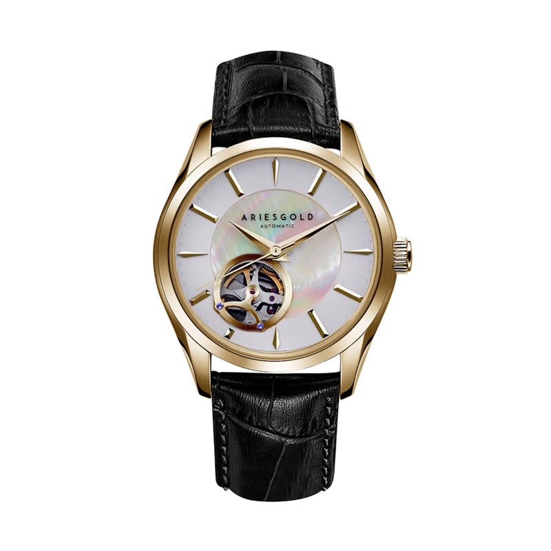 Buy Aries Gold Inspira Open Heart Automatic 21 Jewels White MOP Round ...