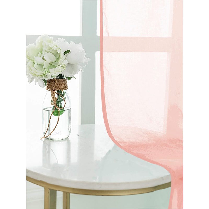Buy Urban Space Sheer Curtain for Window with Eyelets & Tieback-Salmon ...