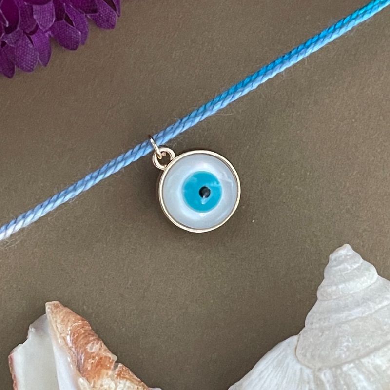 Buy Digital Dress Room Gold Plated White Evil Eye Charm Rakhi For ...