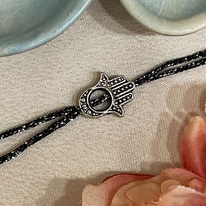 Buy Digital Dress Room Silver Plated Hamsa Hand Charm Pendant Thread ...