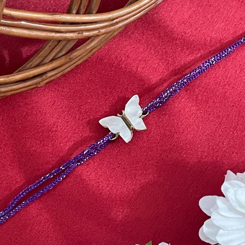 Buy Digital Dress Room Gold Plated Mini White Butterfly Charm Rakhi For ...