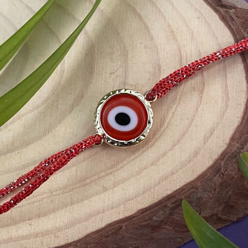 Buy Digital Dress Room Gold Plated Red Evil Eye Charm Pendant Thread ...