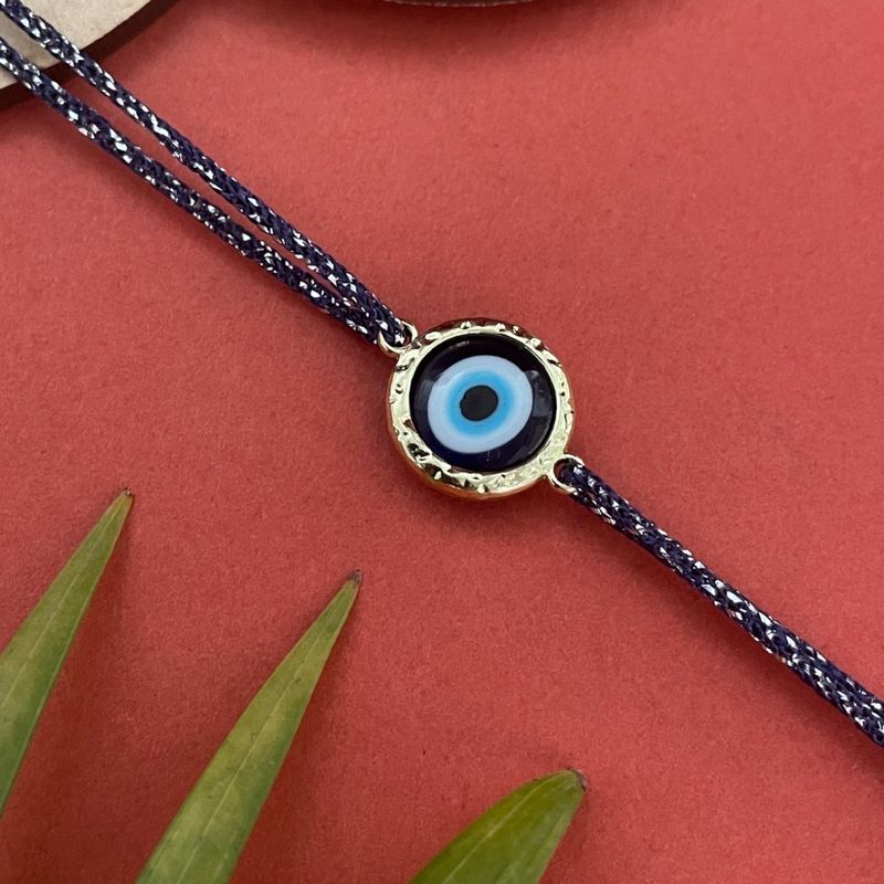Buy Digital Dress Room Gold Plated Blue Evil Eye Charm Pendant Thread ...