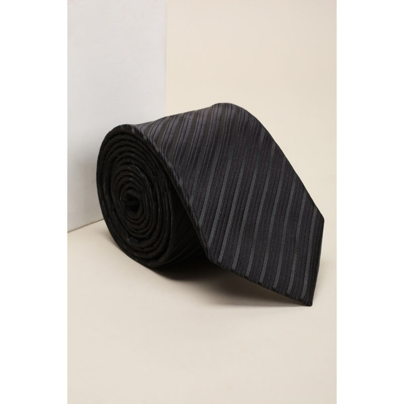 Buy Louis Philippe Men Black Stripes Tie Online