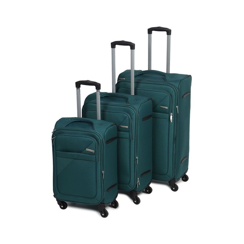 Buy Teakwood Unisex Teal Solid Soft Sided Trolley Bag (Set of 3 ...