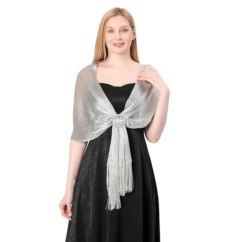 Buy CrossKulture Silver Stoles for Evening Dress with Buckle Online