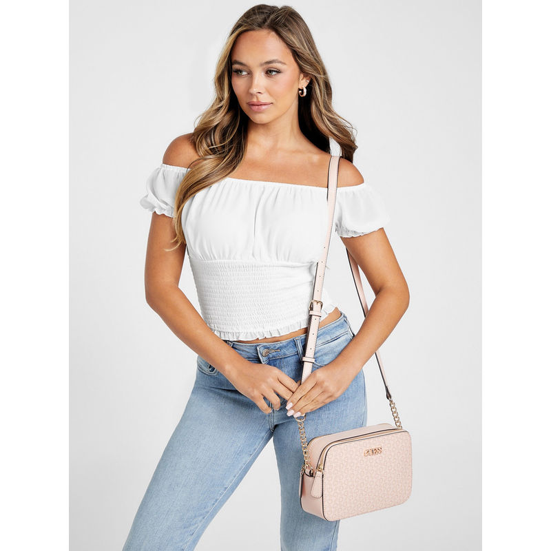 Buy Guess Rose Monogram Zakaria Double Zip Crossbody Bag Online