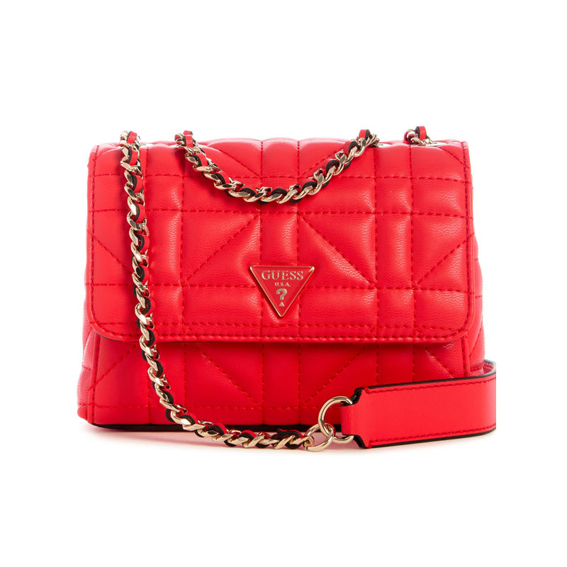 Buy Guess Coral Red Quilted Edita Mini Crossbody Bag Online