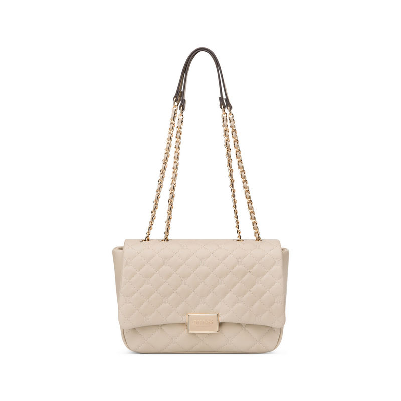 Buy Guess Beige Quilted Gwyn Flap Crossbody Bag Online