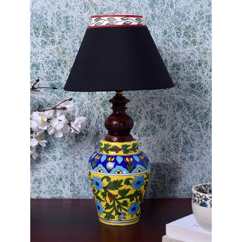 Buy Unravel India Blue Pottery Ceramic Matka Table Lamp Online