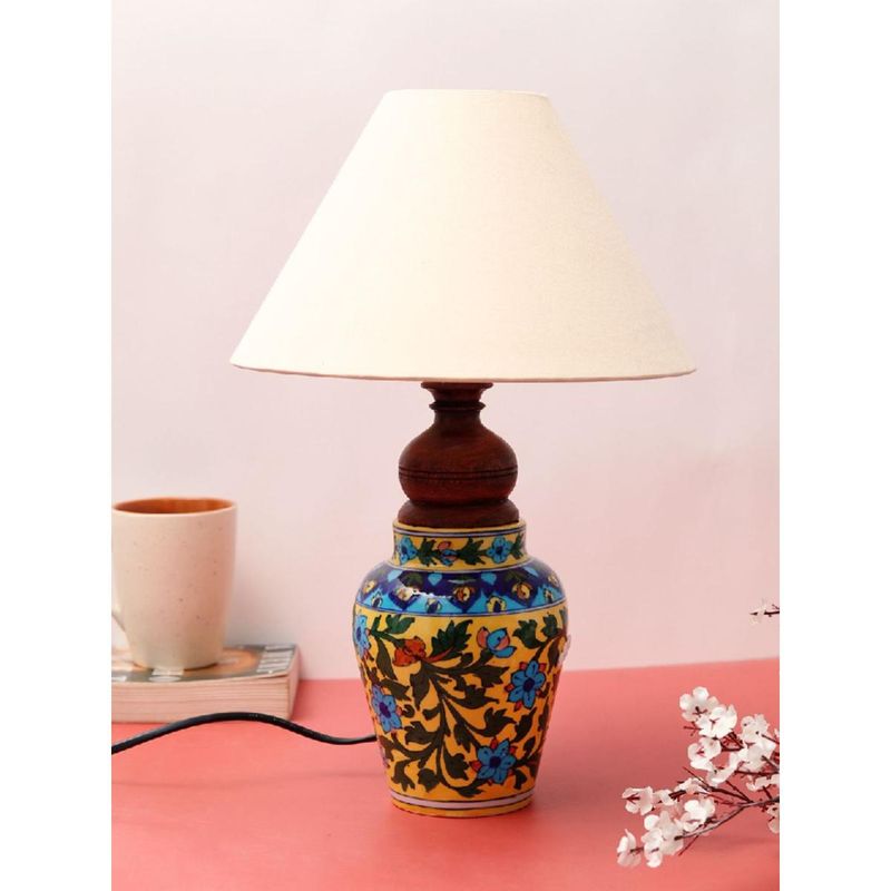 Buy Unravel India Blue Pottery Matka Table Lamp Online