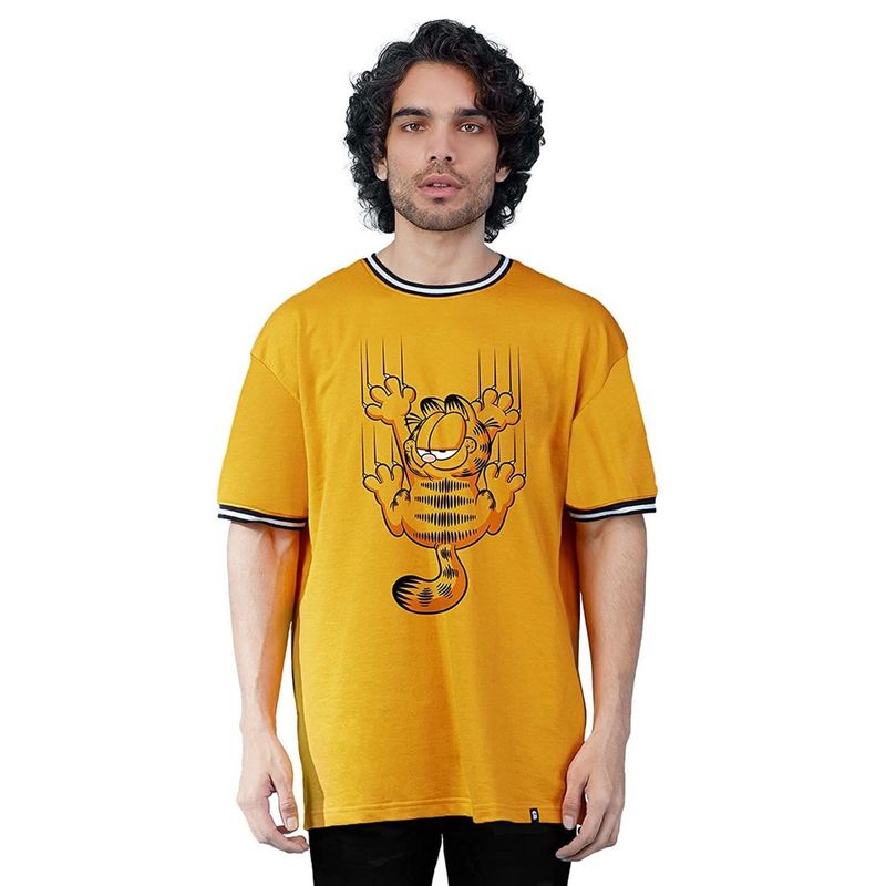 Buy The Souled Store Men Official Garfield Clingy Yellow Oversized T ...