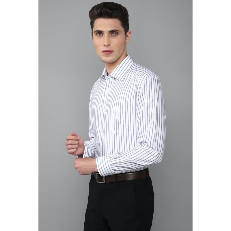 Buy Louis Philippe Men Grey Classic Fit Stripe Full Sleeves Formal ...