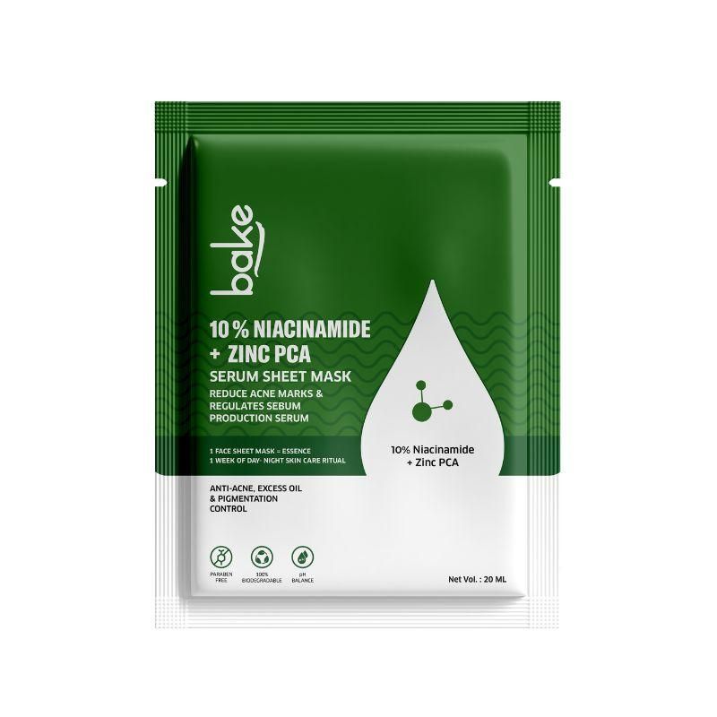 Buy Bake 10% Niacinamide + Zinc Pca Sheet Mask For Acne, Acne Marks ...