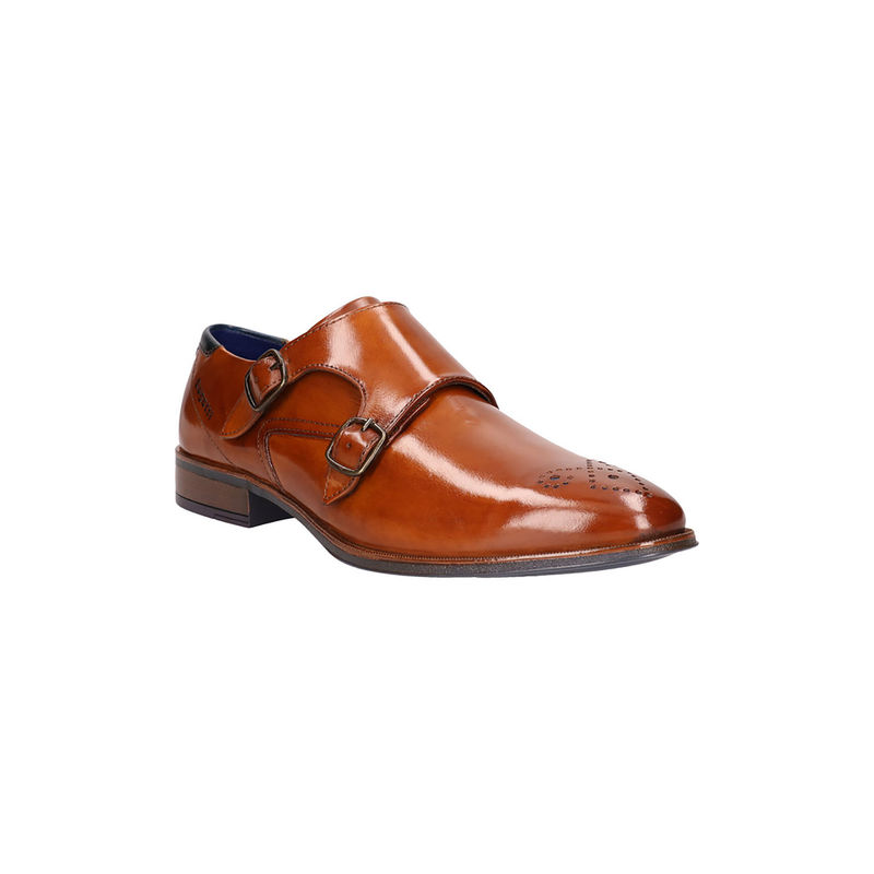 Buy Bugatti Zavinio Brown Leather Mens Monk Straps Shoes Online