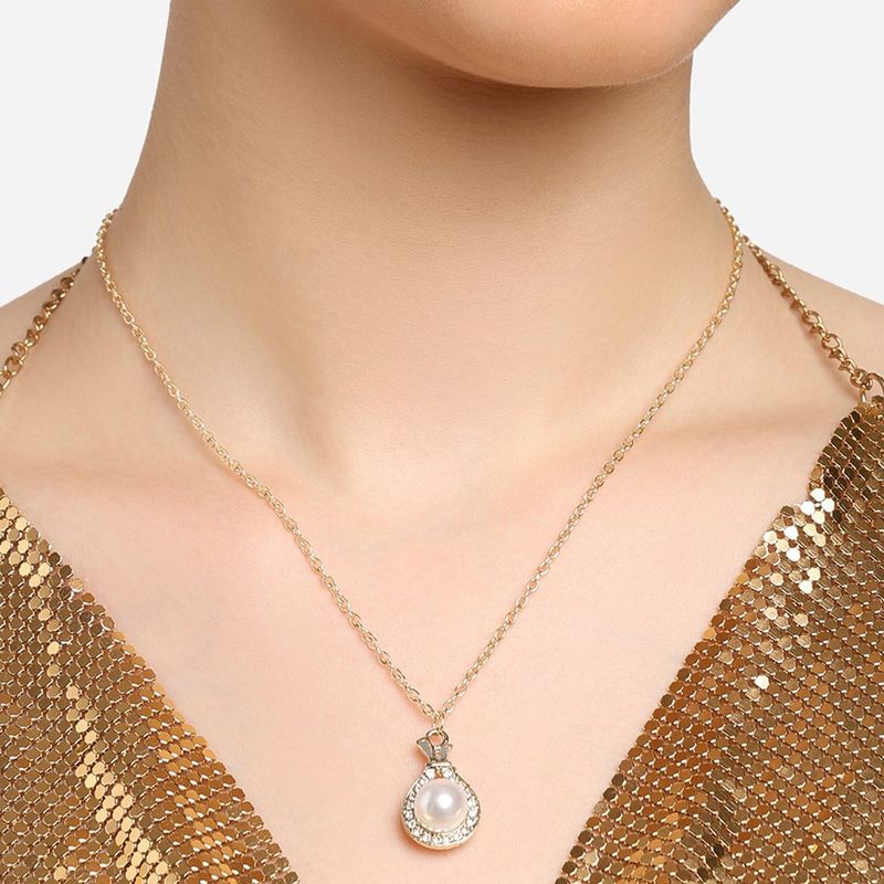 Buy Zaveri Pearls Gold Tone Pearl & Austrian Diamond Embellished ...
