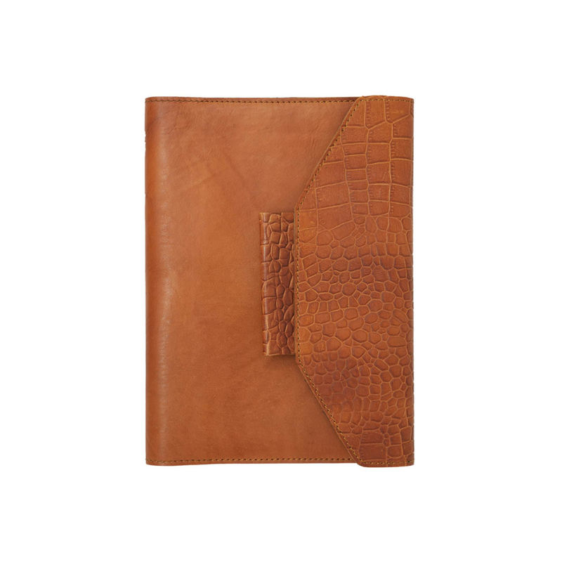 Buy THE LEATHER STORY Essential Leather Notebook Tan Croc Print ...