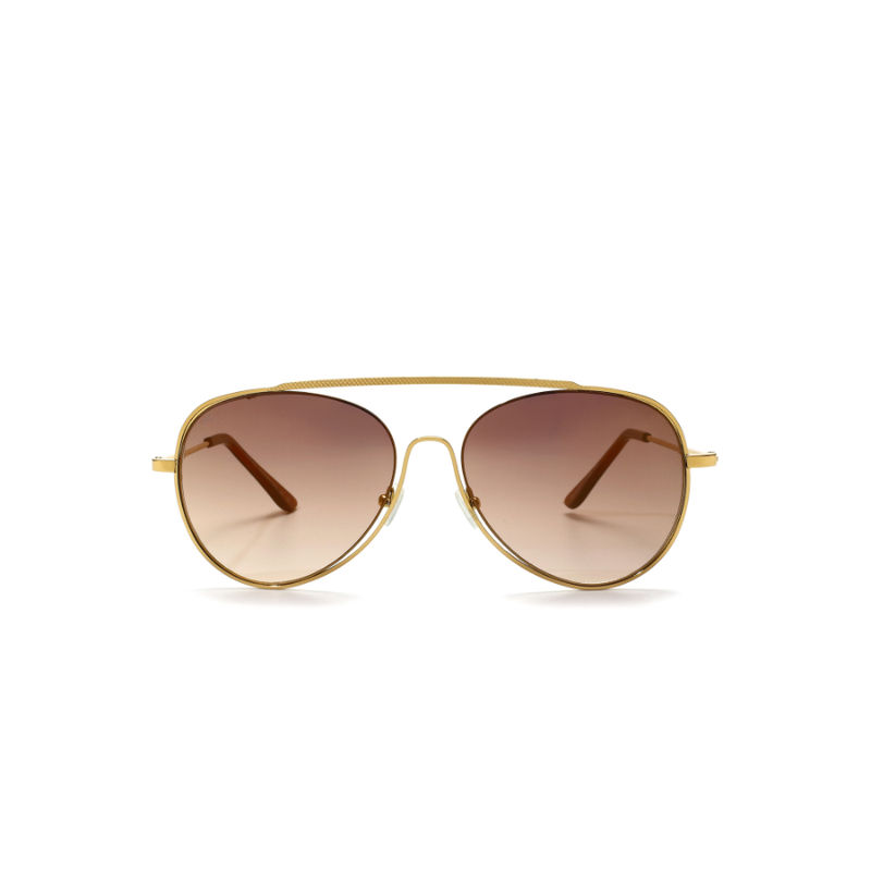 Buy French Connection Brown Lens Aviator Sunglass Full Rim Gold Frame ...