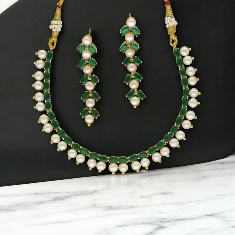 Buy Sri Jagdamba Pearls Green Trellis Pearl Jewellery Set Online