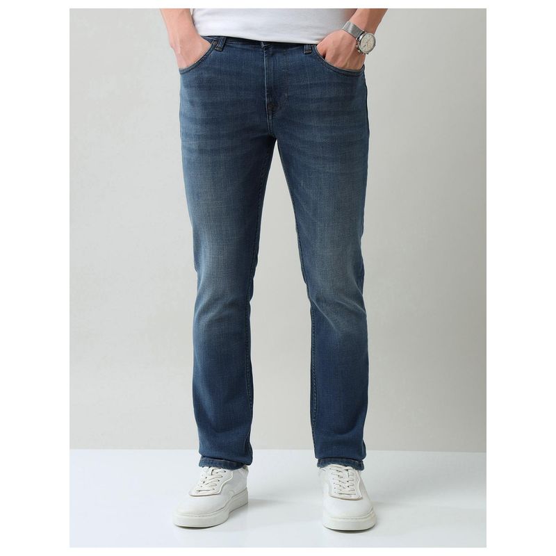 Buy AD By Arvind Blue Slim Fit Mid Rise Jeans Online