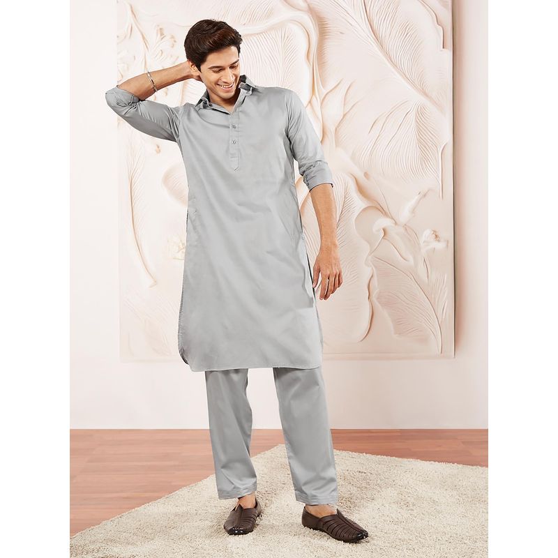 Buy Vastramay Men Satin Traditional Pathani Khan Kurta with Salwar (Set ...
