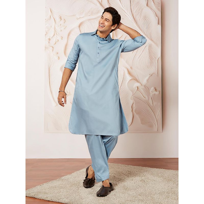 Buy Vastramay Men Satin Traditional Pathani Khan Kurta with Salwar (Set ...