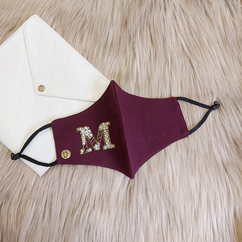 Buy Diya Aswani Marshella Pearly Letter M Mask Online