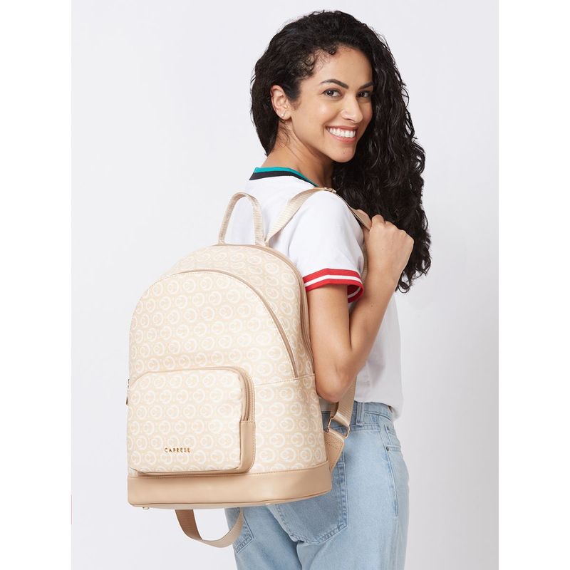 Buy Caprese Cleo Laptop Backpack Beige Online
