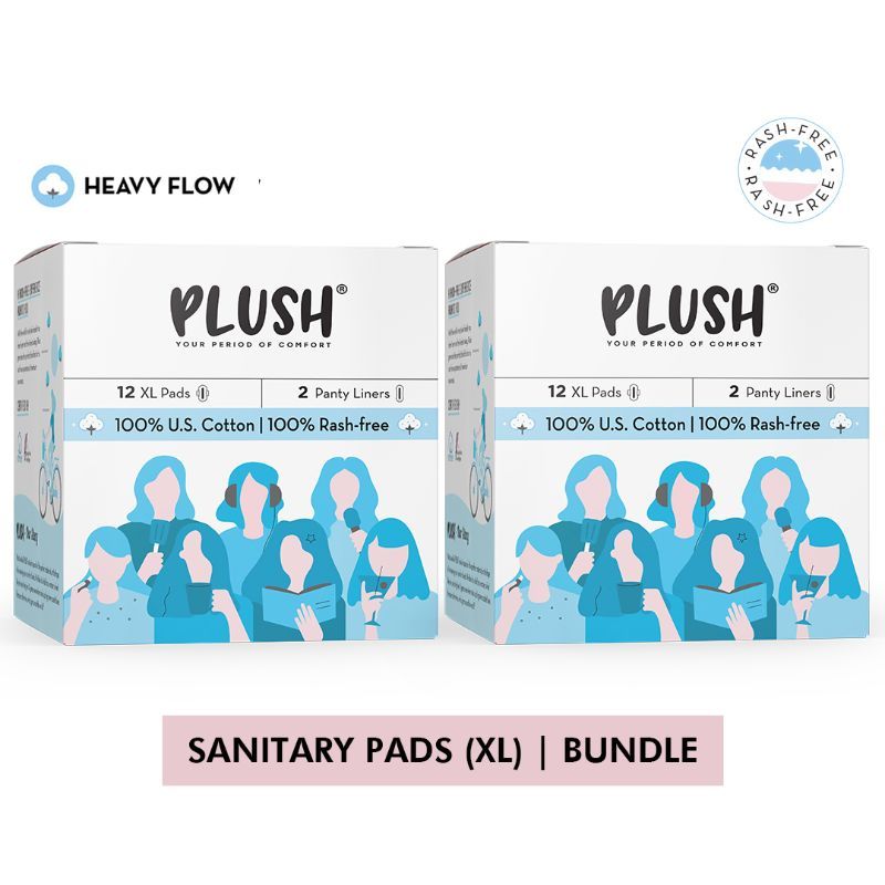Buy Plush XL Sanitary Pads Bundle - 100% Pure US Cotton Pads - 24 Pcs ...